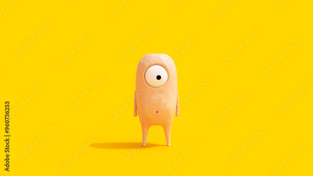 Monster children cheerful funny young creature one eye Halloween back ...