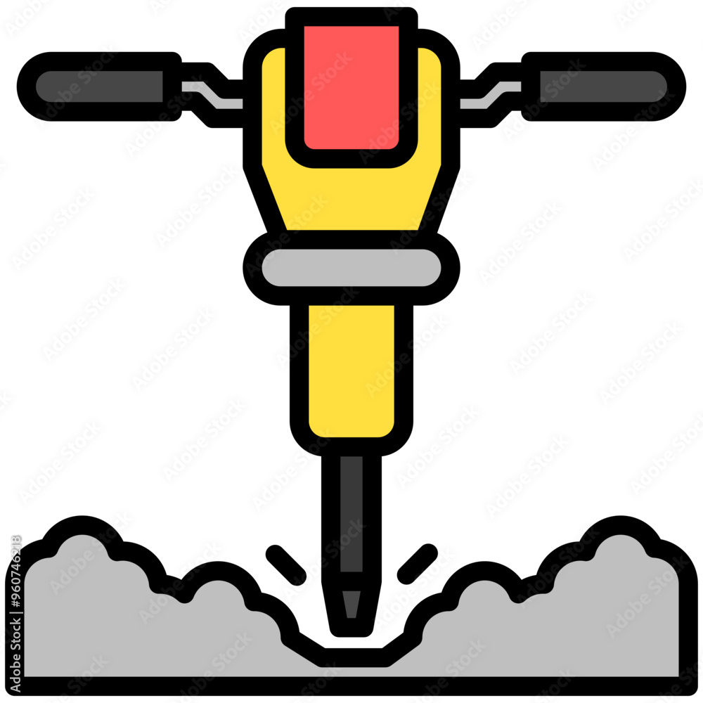Demolition Hammer lineal multi color icon. related to industry ...