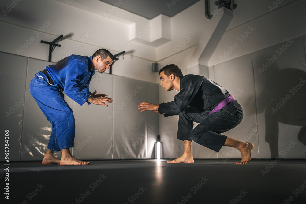 BJJ Brazilian Jiu jitsu Athlete fighters training sparing technique at ...