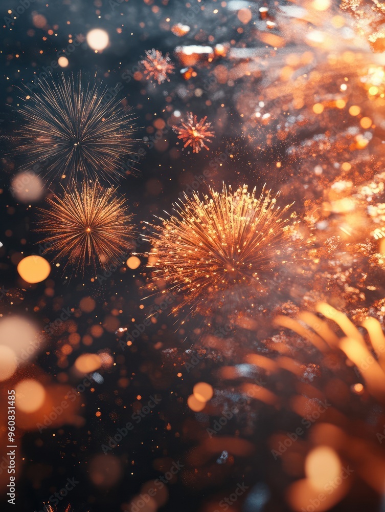 Firework explosion in the night sky celebrating happy new year 2024 ...