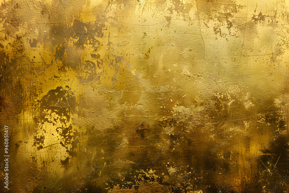 Weathered grunge gold background with subtle scratches and aged patina ...