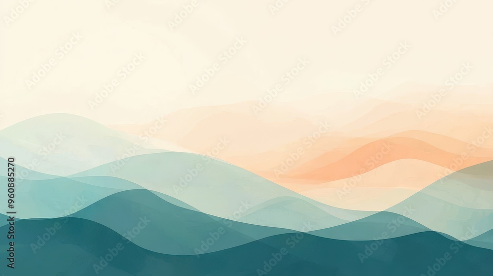 Abstract Watercolor Mountain Landscape Illustration Stock Illustration