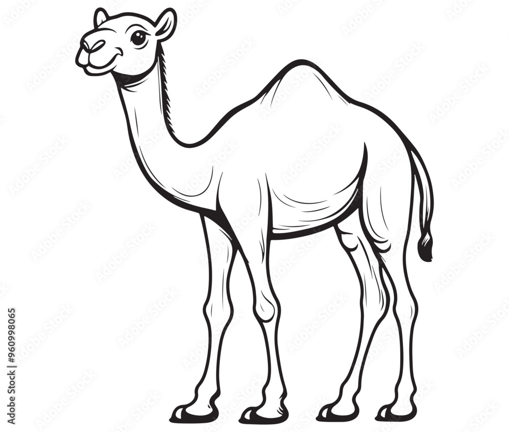 Camel cartoon illustration coloring page of a cute camel Stock Vector ...