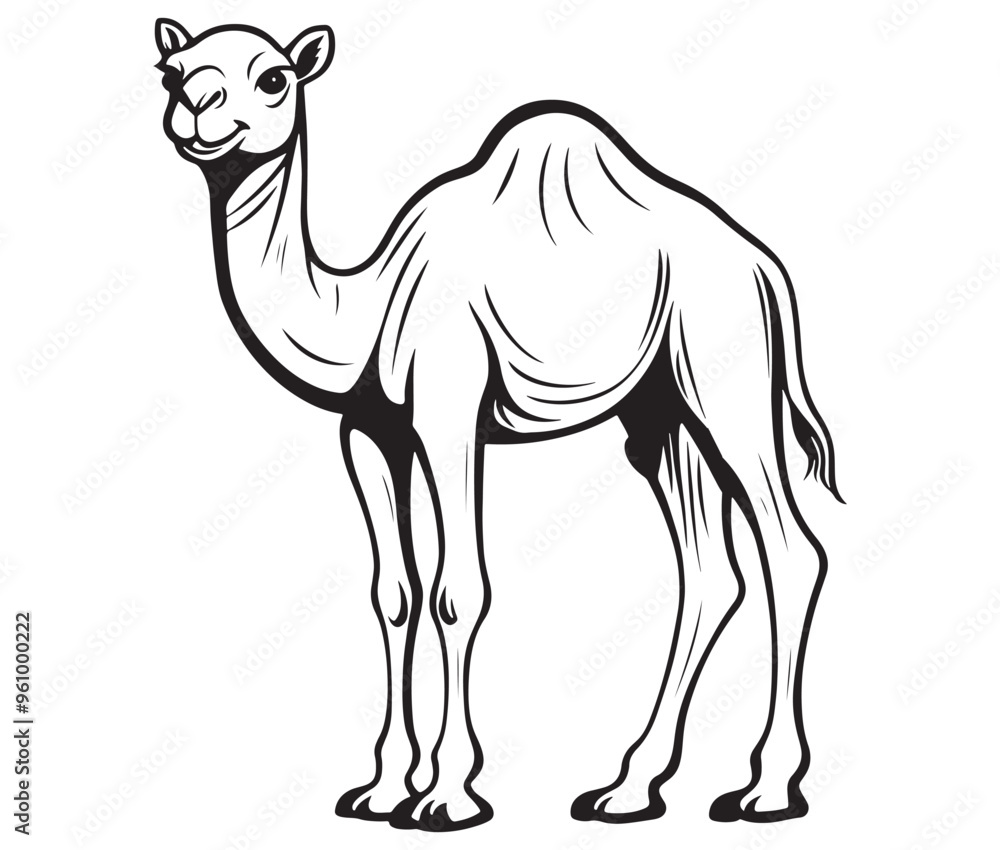 Camel cartoon illustration coloring page of a cute camel Stock Vector ...