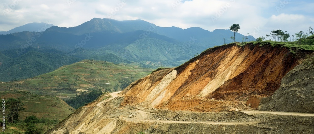 Devastated mountains from jade mining deforestation erosion fragile ...