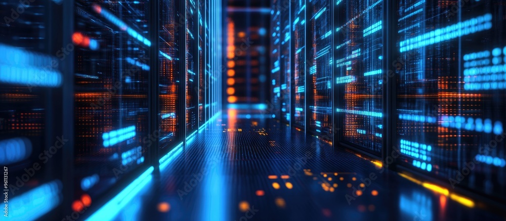 Datafication concept focused on data collection and processing Abstract technology backdrop ...