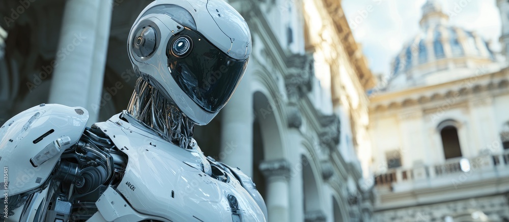 Humanoid robot navigating a bustling urban environment showcasing ...