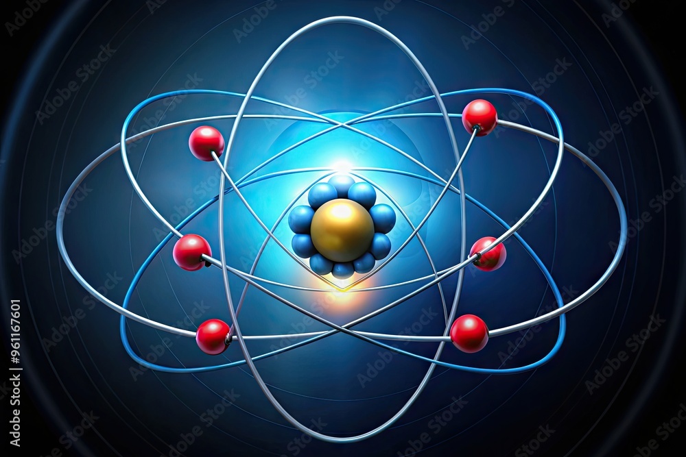 Circular Diagram With Electrons Orbiting A Central Nucleus, Illustrating The Structure Of An ...