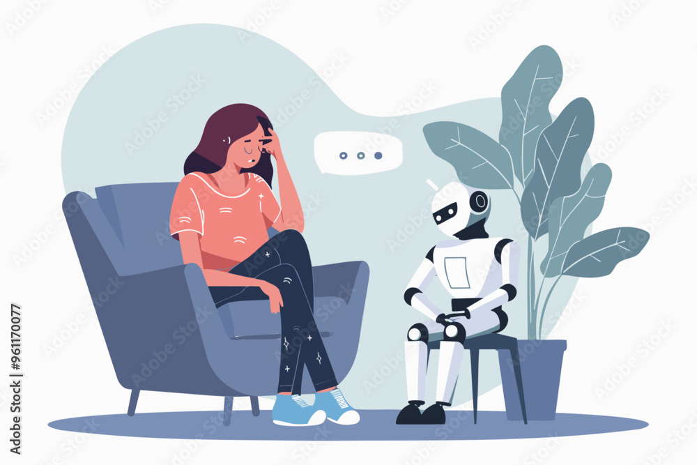 Sad Woman Communicating with Malfunctioning AI Voice Assistant on ...