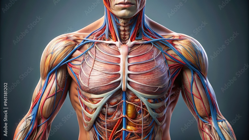 Stock-Illustration „Detailed Anatomical Drawing Of A Male Torso ...