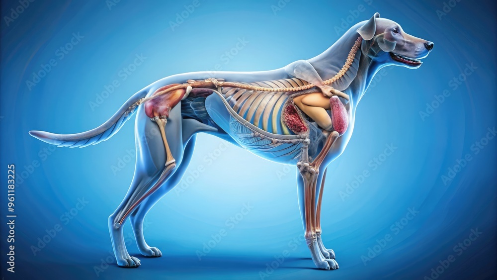 Ilustración de Stock Detailed illustration of a dog's internal organs ...