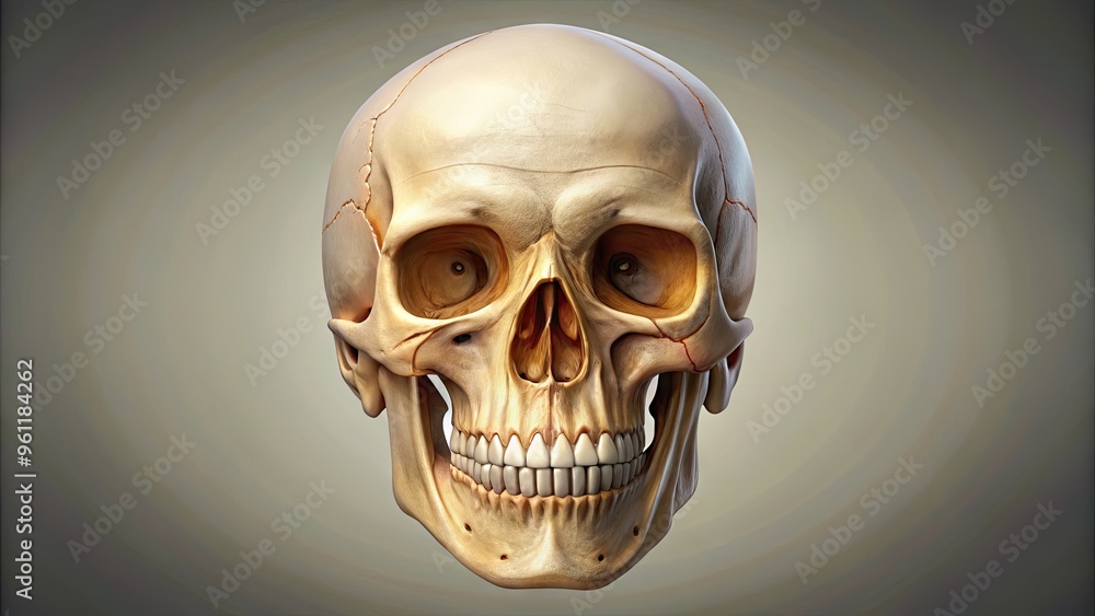 Detailed illustration of human skull anatomy showcasing cranial bones ...