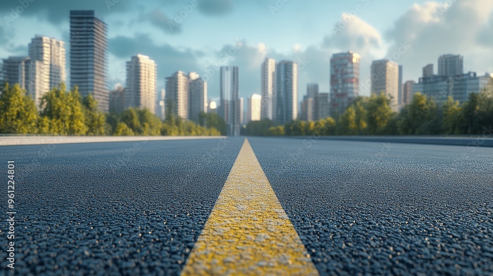 Real asphalt roads in the city background during the day, highlighting ...