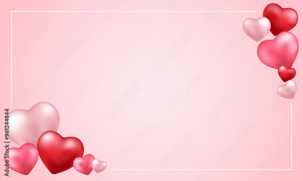 celebration of happy valentines day frame border poster design with ...