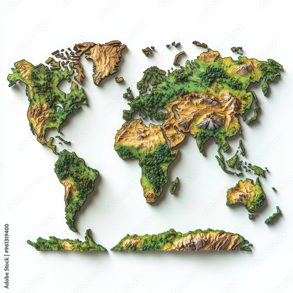 World Map of Climate Zones, detailed illustration showcasing various ...