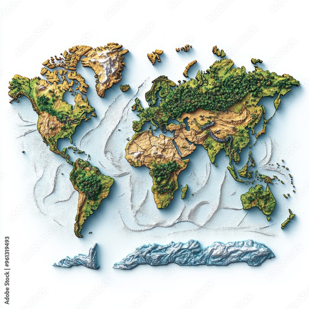 World Map Showcasing Climate Zones and Vegetation Types, a clear ...