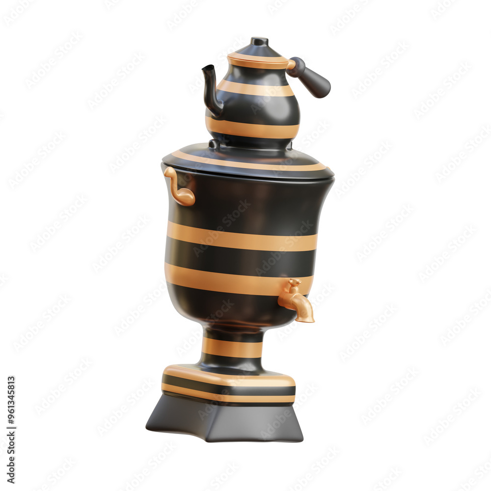 Traditional Russian Samovar 3D Model Design Stock Illustration | Adobe ...