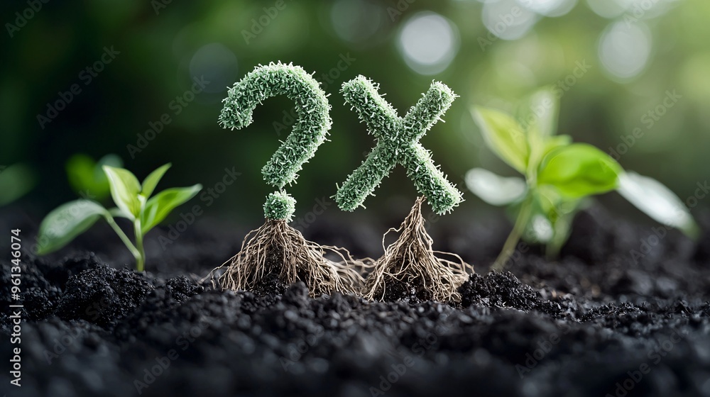 Interest rate percentage sign with roots being pulled out of the ground ...