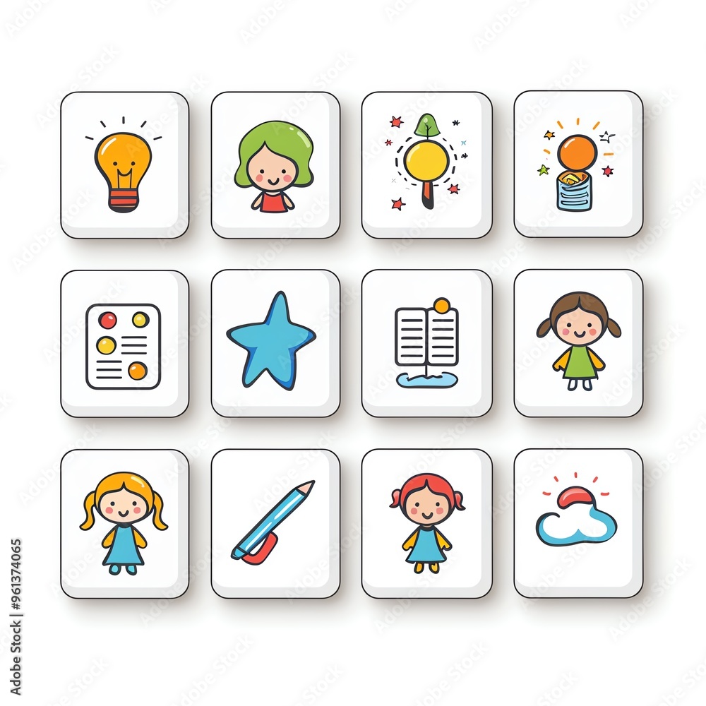 Visual schedule with colorful icons and pictures, visual schedule ABA ...