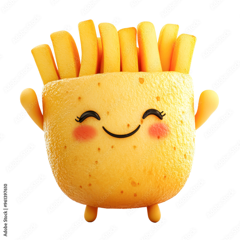 Cute smiling cartoon french fry character; perfect for fast food ...