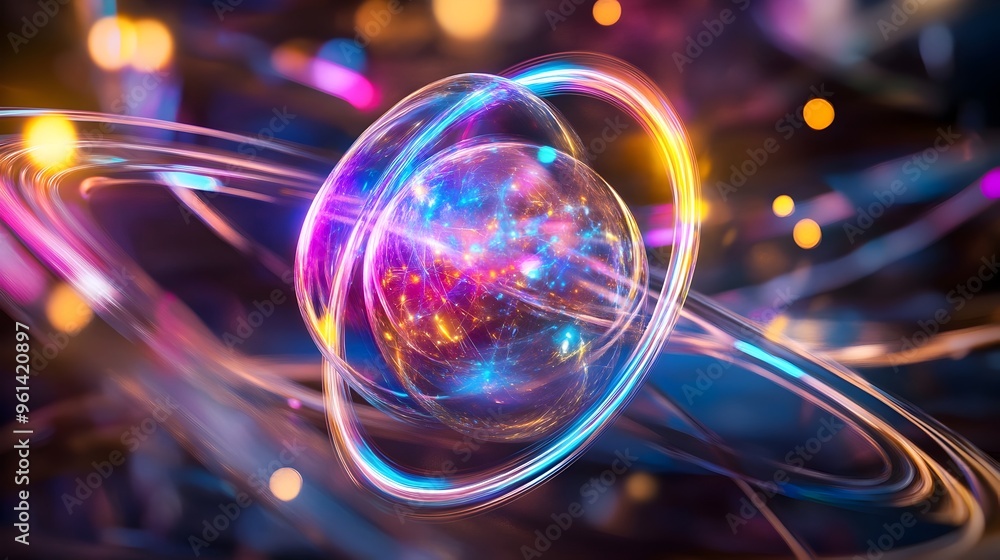 Holographic Visualization Of The Bohr Model Of An Atom Showcasing The
