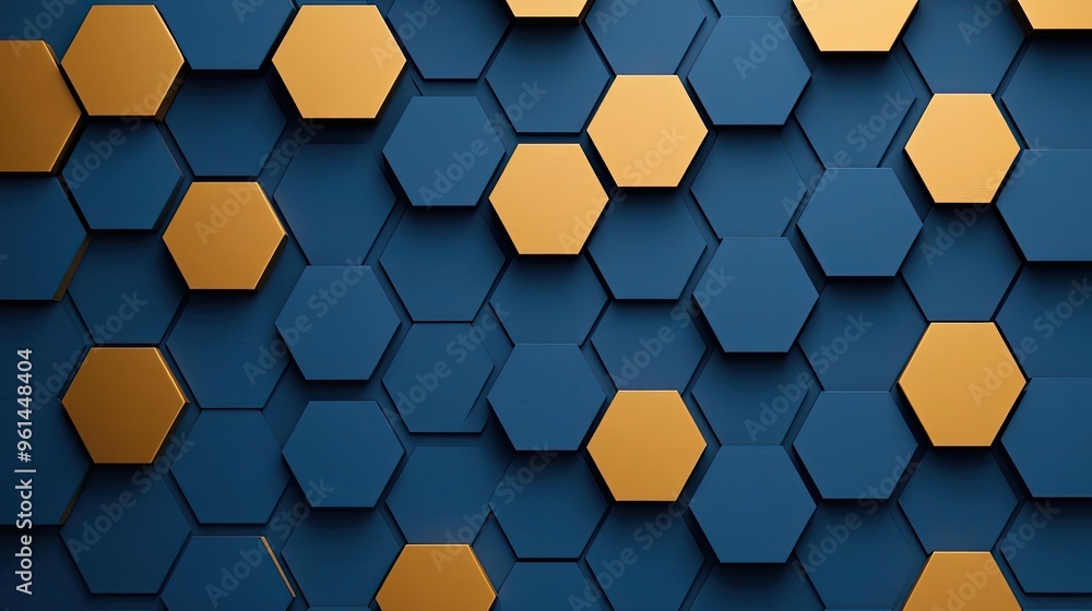 Stylish hexagon pattern in blue and gold, perfect for backgrounds ...