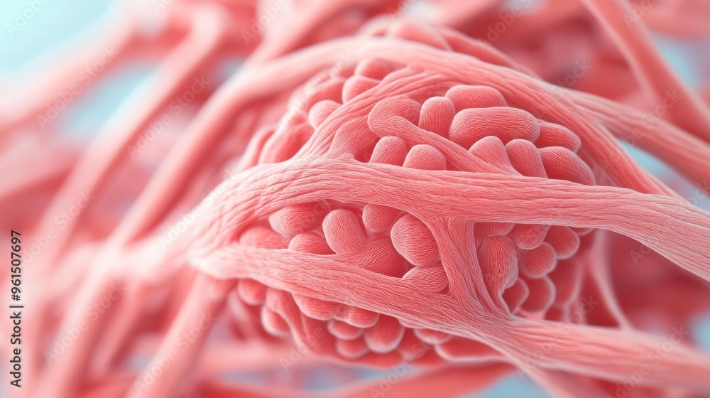 Myotube formation, early stage of muscle fiber development, embryology ...