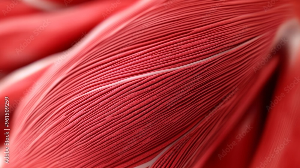 Skeletal muscle tissue, elongated cells with striations, high-resolution, 3D illustration Stock ...