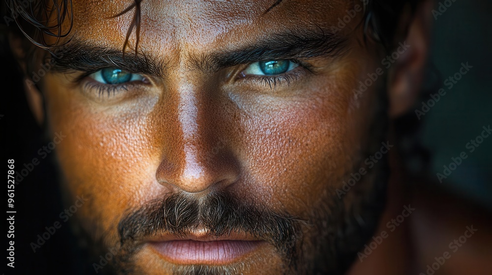 evocative male portrait intense gaze and strong features captured in ...