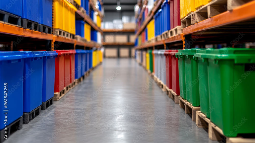 Neatly labeled bins and boxes in a warehouse organized shelves clear ...