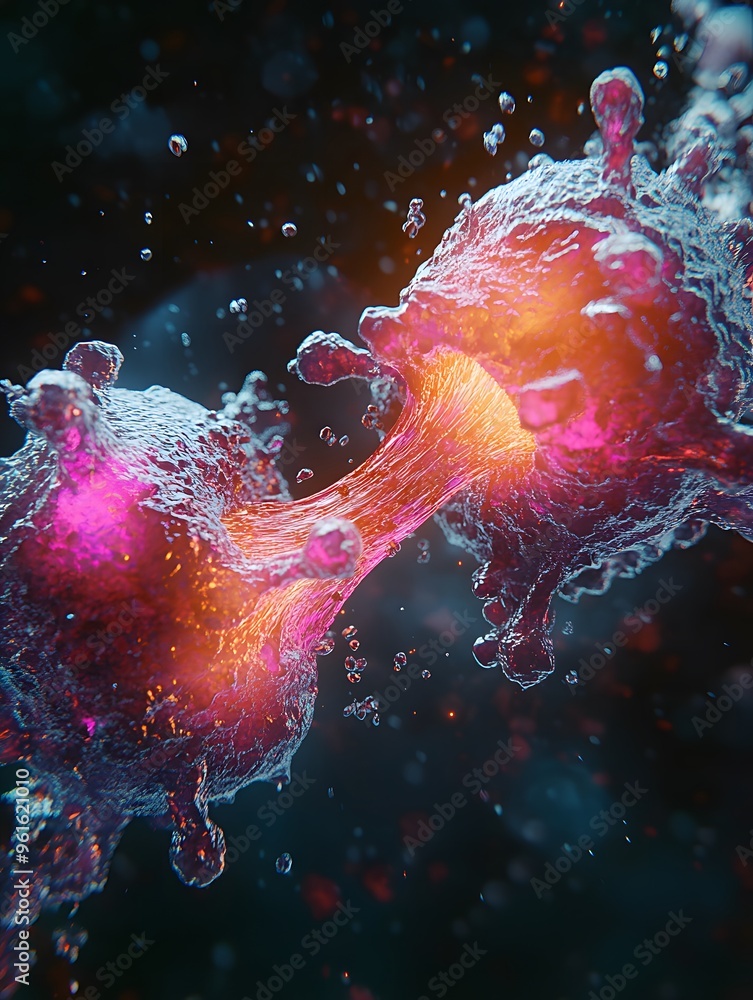 Single Cell Division Close-Up A single cancer cell splitting into two ...