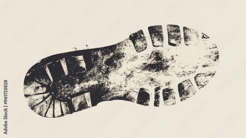 A vector image of a boot print. It looks like an old-fashioned boot ...