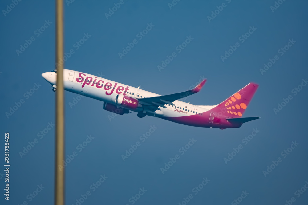 New Delhi, India, June 10 2024 - Spicejet Airbus A320 take off from ...