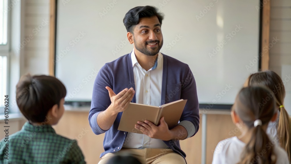 An Indian teacher captivating students with a storytelling session ...