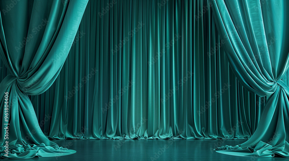 Romantic elegant turquoise teal green velvet fabric stage curtains ...