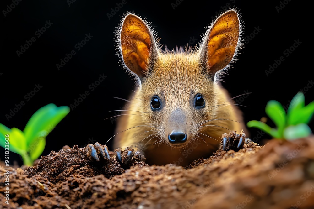 African animals, aardvarks digging, powerful claws break into termite ...