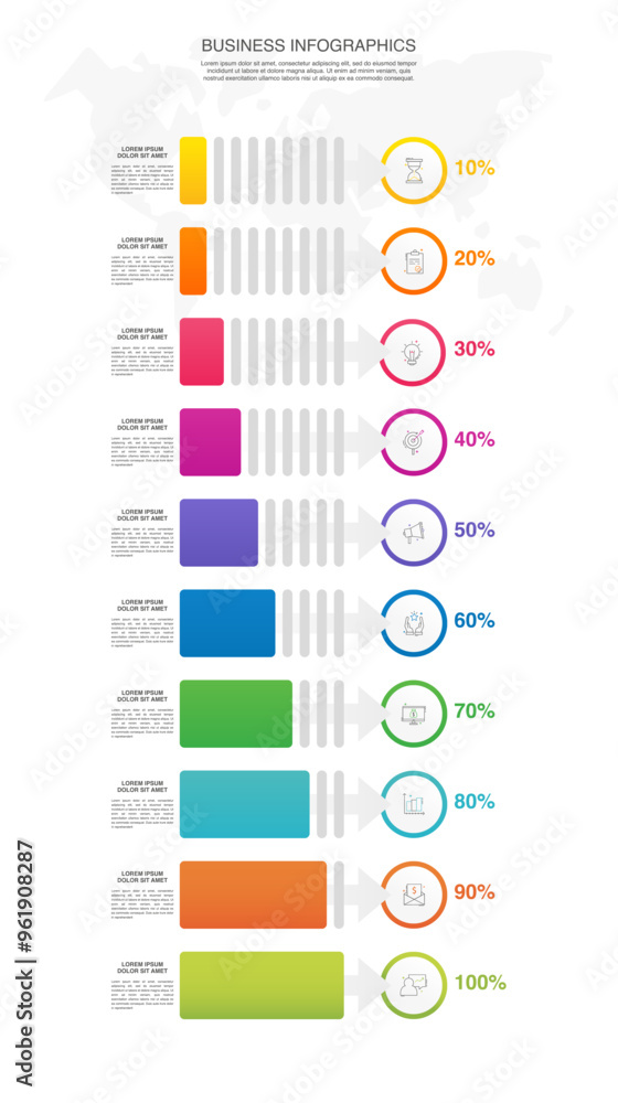 Presentation of modern vector infographic. Business template with 10 ...