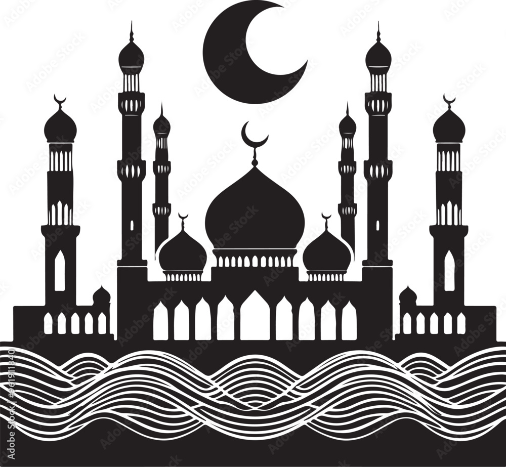 mosque vector art,graphics mosque icon set,vintage illustration mosque ...