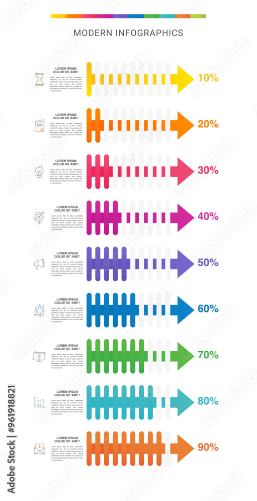 Presentation of modern vector infographic. Business template with 9 ...