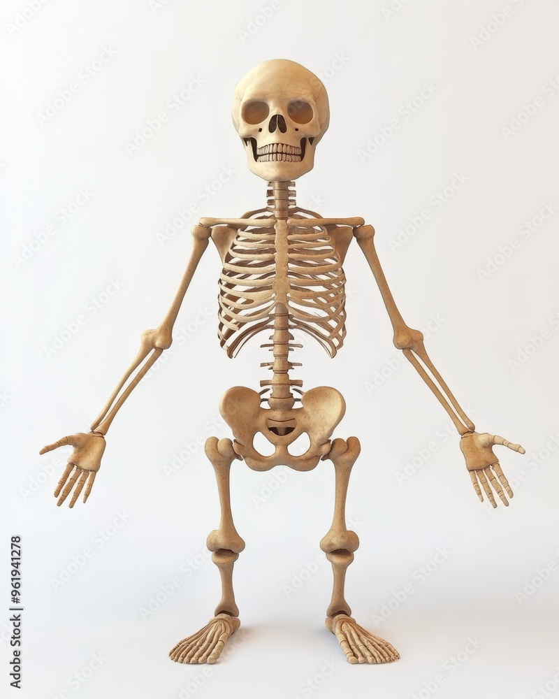Cartoon Skeleton 3D Model. Human Bone Anatomy for Halloween or Biology ...