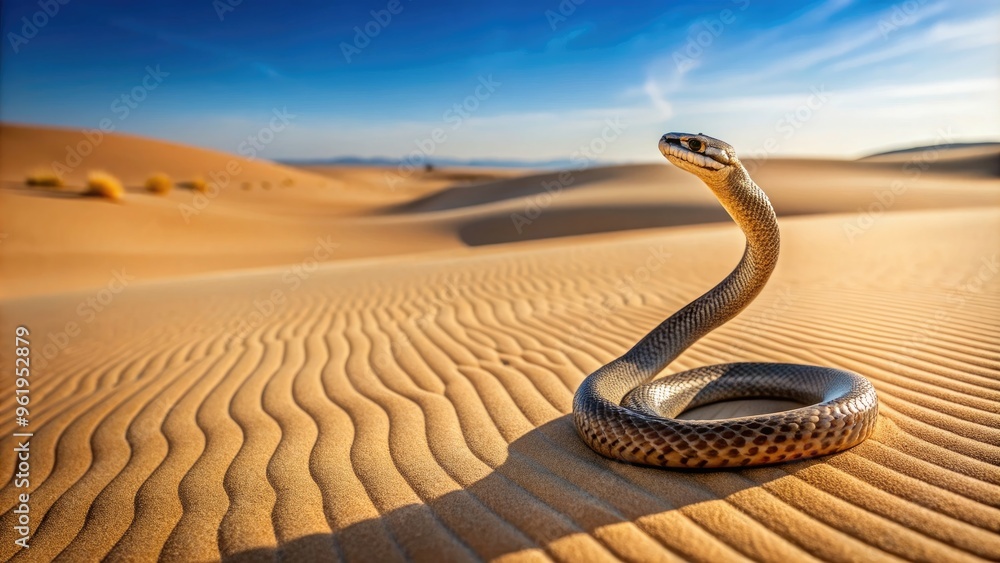 Cobra snake slithering through hot desert sand, snake, reptile ...