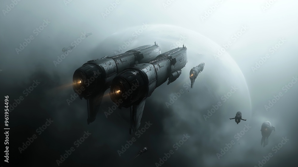 spaceships flying sky large background grey tiny ships docking banshee ...