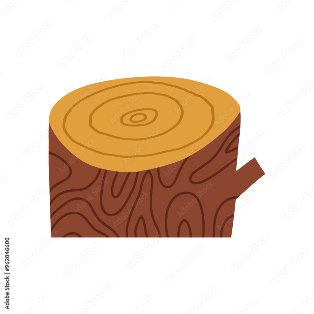 Cute hand drawn tree stump, cartoon flat vector illustration isolated ...