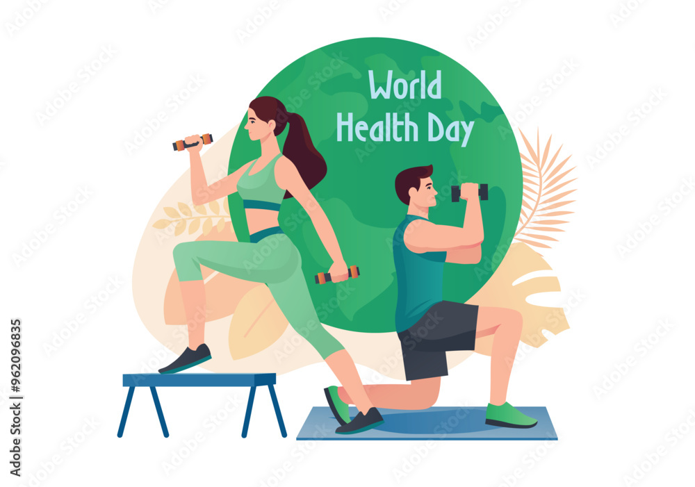 People do exercises concept with people scene in the flat cartoon style ...