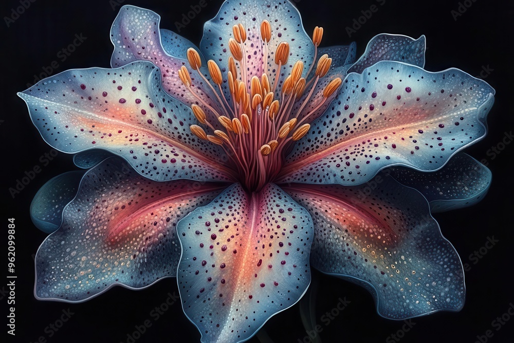 meticulously detailed botanical illustration of a fantastical hybrid ...