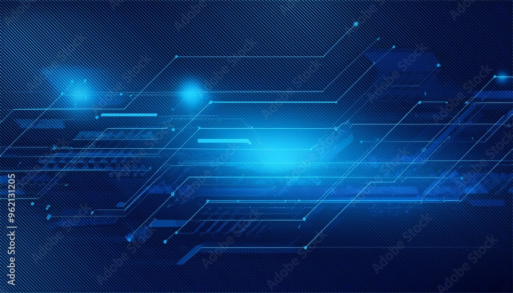 Blue tech geometry abstract vector background with futuristic elements in shades of blue ...