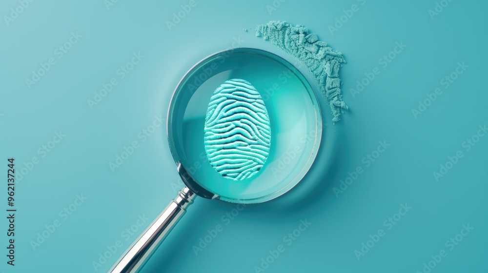 A magnifying glass focused on a fingerprint scan, illustrating ...