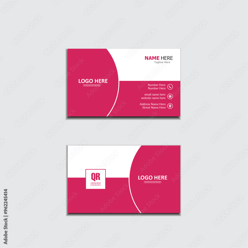 Pink and White ,Creative presentation business card with company logo ...
