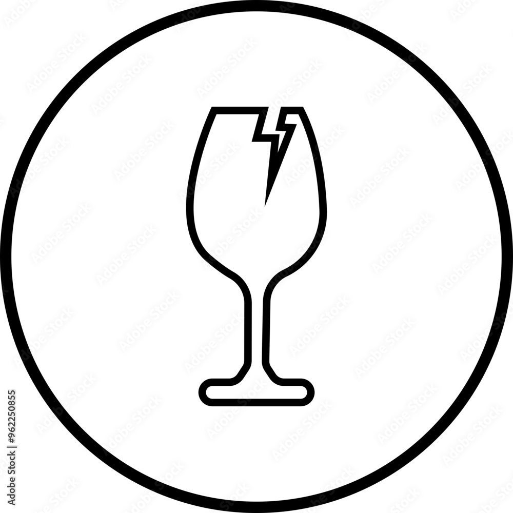 Packaging Sticker fragile handle with care icon. warning label, fragile label with broken glass ...