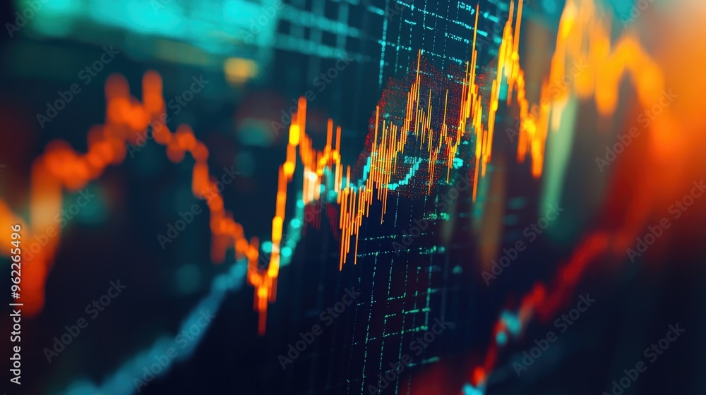 Detailed view of a financial chart showing gold price movements, with ...